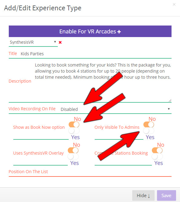 Experience Types – Synthesis VR