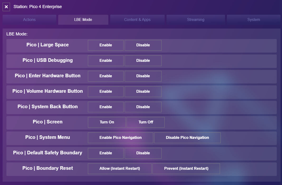 Local Manager - Individual Device / Station Settings - Synthesis VR